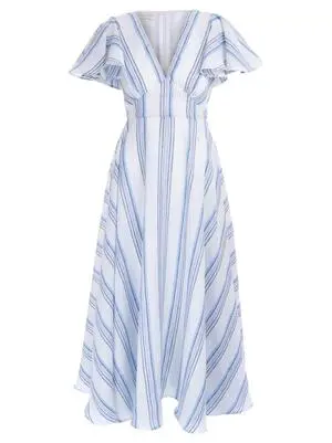 SOFIA TSERETELI Striped Linen Long Dress