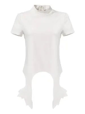 JULIA ALLERT Sculpted Hemline Short Sleeve Blouse - White