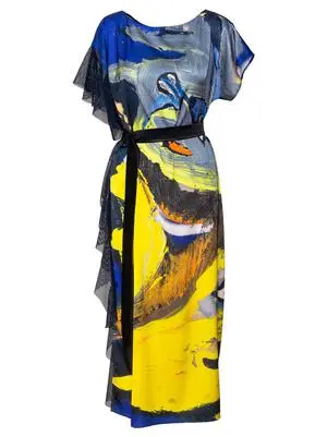 ARTISTA Bird Printed Revolution Maxi Dress - Blue