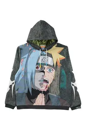 VERYRARE Naruto Vs Sasuke Tapestry Hoodie - Green