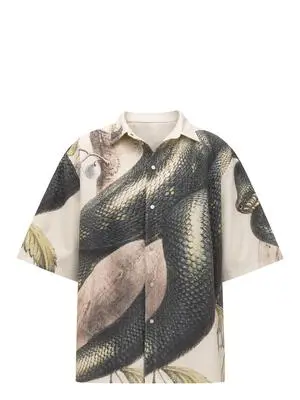 MYSIMPLICATED Short Sleeve Shirt In With Snake Design Recycled Fabric - Beige
