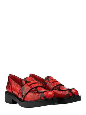 ROSAMUND MUIR LONDON Stratford Snake Print Loafers - Red/black