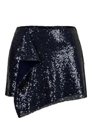 GROWNY Angie Sequin Mini Wrap Skirt - Blue