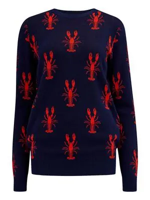 SUGARHILL BRIGHTON Rosie Lobster Print Sweater - Blue/red