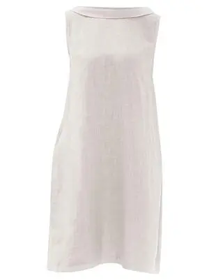 Haris Cotton Linen Cami Midi Dress With Back Tie - White