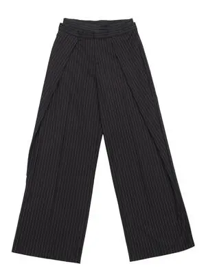 CIRCULAR PATH Pinstripe Wide Leg Pant - Black