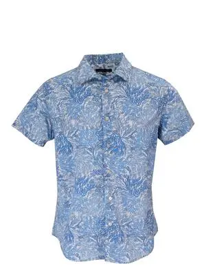 LORDS OF HARLECH Blue / White / Grey Scott Coral Shadow Shirt In Ivory - Blue/white/grey