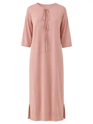 LOU&UP (FORMERLY LOUP CLOTHING) Knit Tie Neck Midi Dress - Pink