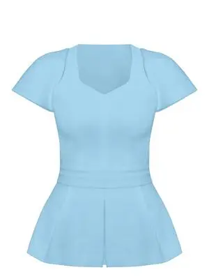 TIA DORRAINE Short-sleeved Fitted Top With Sweetheart Neckline - Blue