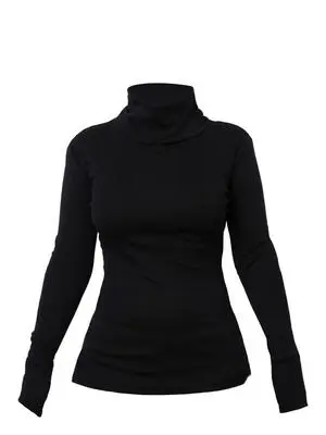 METAMORPHOZA Long Sleeve Turtleneck Top With Thumbholes - Black