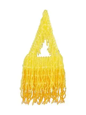 TILLIE BEADS Tassel Handle Beaded Bag - Yellow