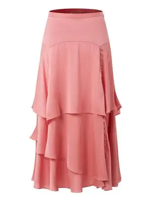 EMMA WALLACE Alda Tiered Midi Skirt - Pink