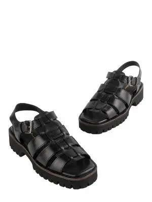 Intentionally Blank Haddie Leather Dad Sandal - Black