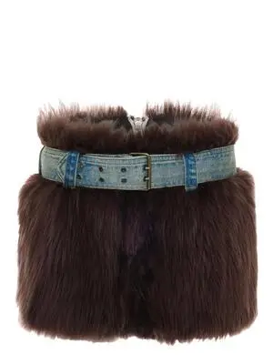 MAISON SEL Belted Mini Skirt - Brown