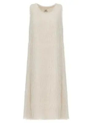 JULIA ALLERT Sleeveless Textured Pile Midi Dress - White