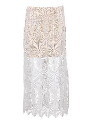 ZETAYE Maxine Deco Lace Midi Pencil Skirt - White