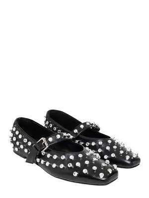 VICSON Maia Crystal Ballerina Flats - Black