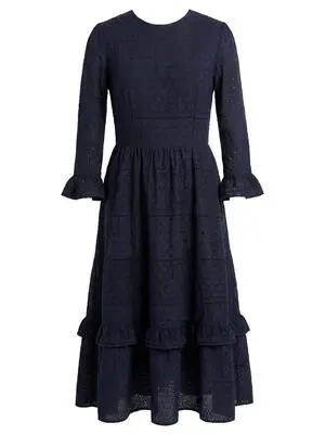 THE WELL WORN Felicity Broderie Dress - Blue