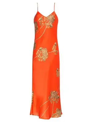 AGUACLARA Riad Printed Midi Slip Dress - Orange