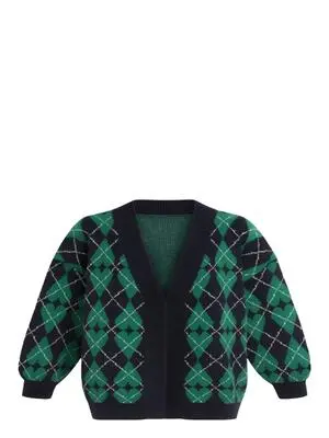 Saachi Grandpa Heart Knit Cardigan - Green