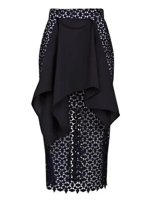 BOUTIQUE KAOTIQUE Maryallé Navy Lace Midi Skirt - Blue