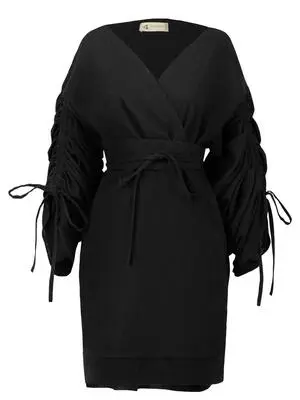 ALINA CERNATESCU Cotton Kyoto Kimono With Drawstring - Black