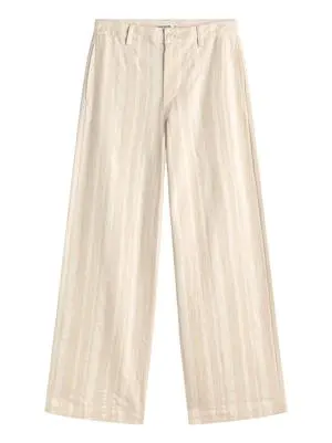 THINKING MU Serena Striped Straight Pants - White