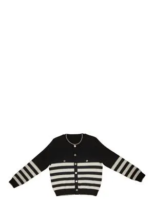 NUVV COLLECTION Striped Button-front Cardigan - Black