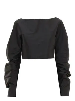 SAZHA Silk Taffeta Cropped Top - Black