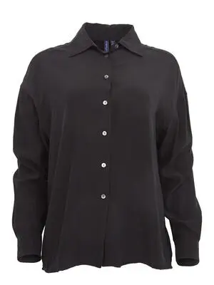 LORDS OF HARLECH Sophie Silk Oversized Shirt - Black