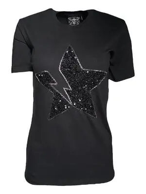 ANY OLD IRON Black / Silver Black & Silver Future Star Beaded T-shirt - Black/silver