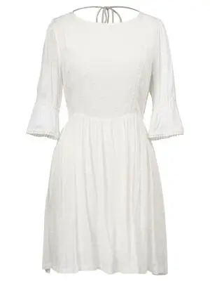SMART AND JOY Plumeti Chiffon Babydoll Dress - White