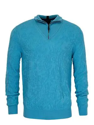 LORDS OF HARLECH Quinn Quarter-zip Merino Sweater - Blue
