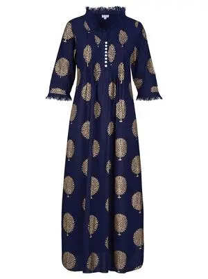 AT LAST... Cotton Annabel Maxi Dress - Blue