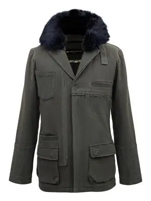 SMART AND JOY Coat With Faux Fur Collar - Green