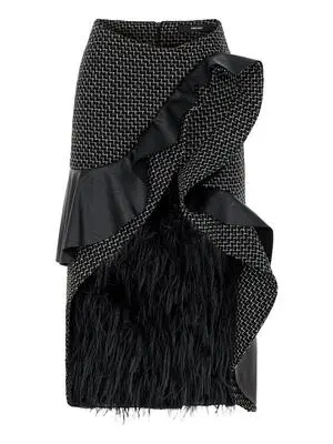 SAINT ONES Nycus Feather Skirt - Black