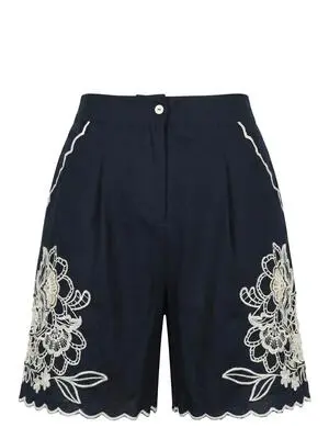 NOOKI DESIGN Embroidered Cutout Shorts - Black