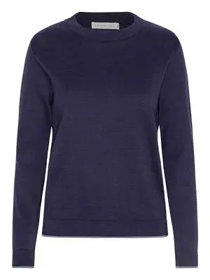 GROBUND Marie Knit Blouse With Contrast Border - Blue