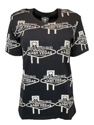 ANY OLD IRON Black / White Black & White Nashvegas Printed T-shirt - Black/white