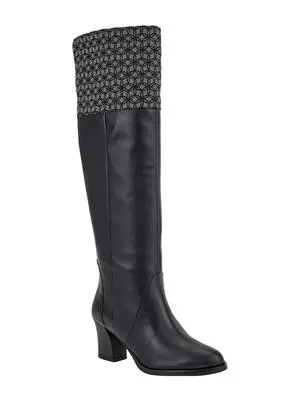 MOON D'ELLE Zenit Knee High Boots In Sleek Labirinto - Black