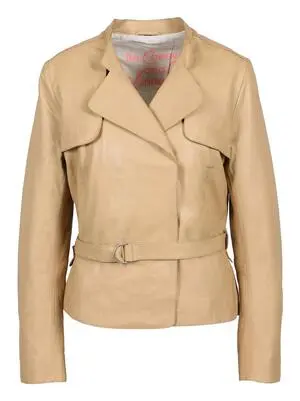 FREAKY NATION Leather Jacket With Belt - Black