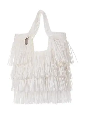 SPEIRA Tote Bag With Raffia Fringe - White