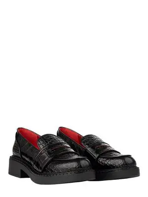 ROSAMUND MUIR LONDON Stratford Crocodile Print Loafers - Black