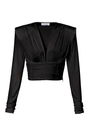 AGGI BY HALEWSKI Lizzie Pearl Long Sleeve Top - Black