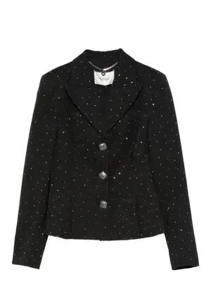 NISSA Rhinestone-embellished Brocade Blazer - Black