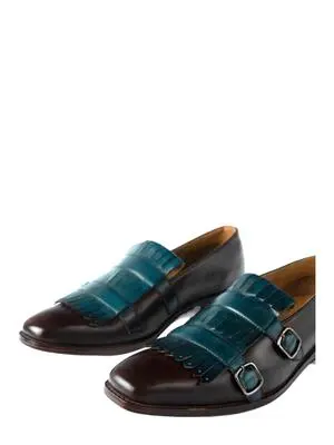 ZASTASTUDIO Handcrafted Monk Strap Loafers - Black/brown/green