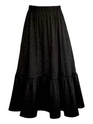 FROCK TALES Gathered Midi Skirt With Pockets Black