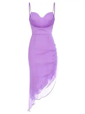 AVENUE N°29 Asymmetric Silk Midi Slip Dress - Purple