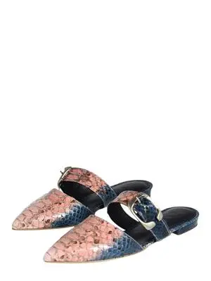 AETHRA SHOES Akid Leather Buckle Mules - Black
