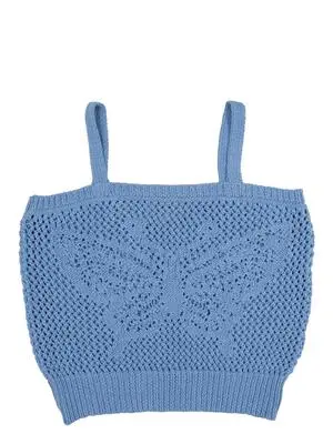 GIGI KNITWEAR Butterfly Cotton Knit Tank Top - Blue